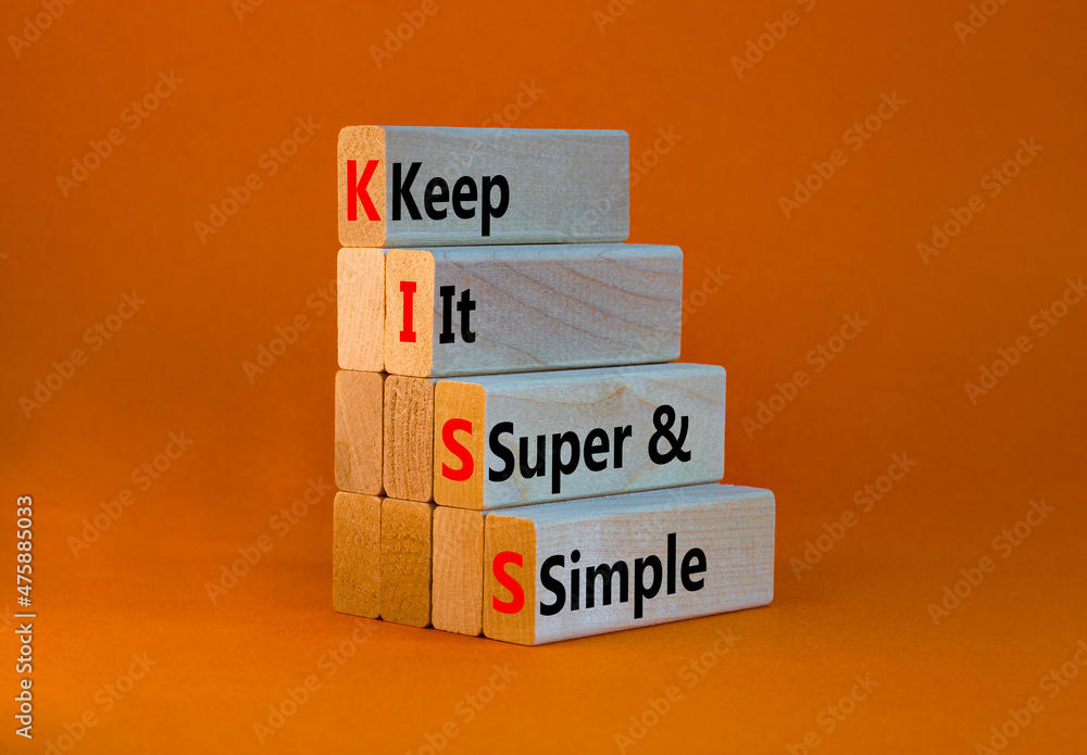 KISS keep it super and simple symbol. Concept words KISS keep it super ...