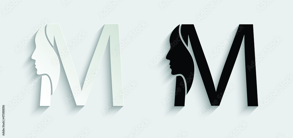 letter M woman face vector template logo beauty salon Stock Vector ...