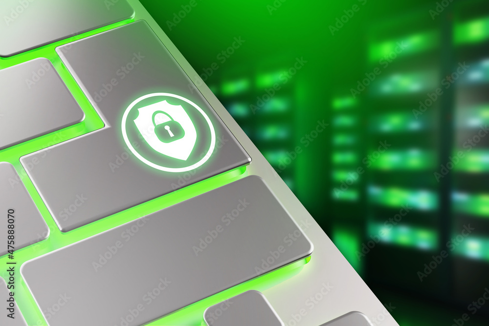 Button security symbol. IT security background. Data protection ...