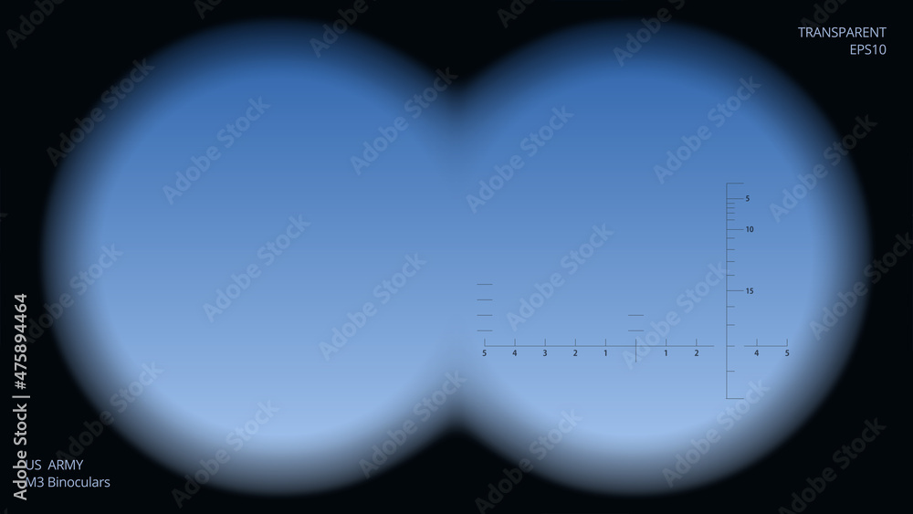 View through binoculars. Realistic vector template with transparent ...