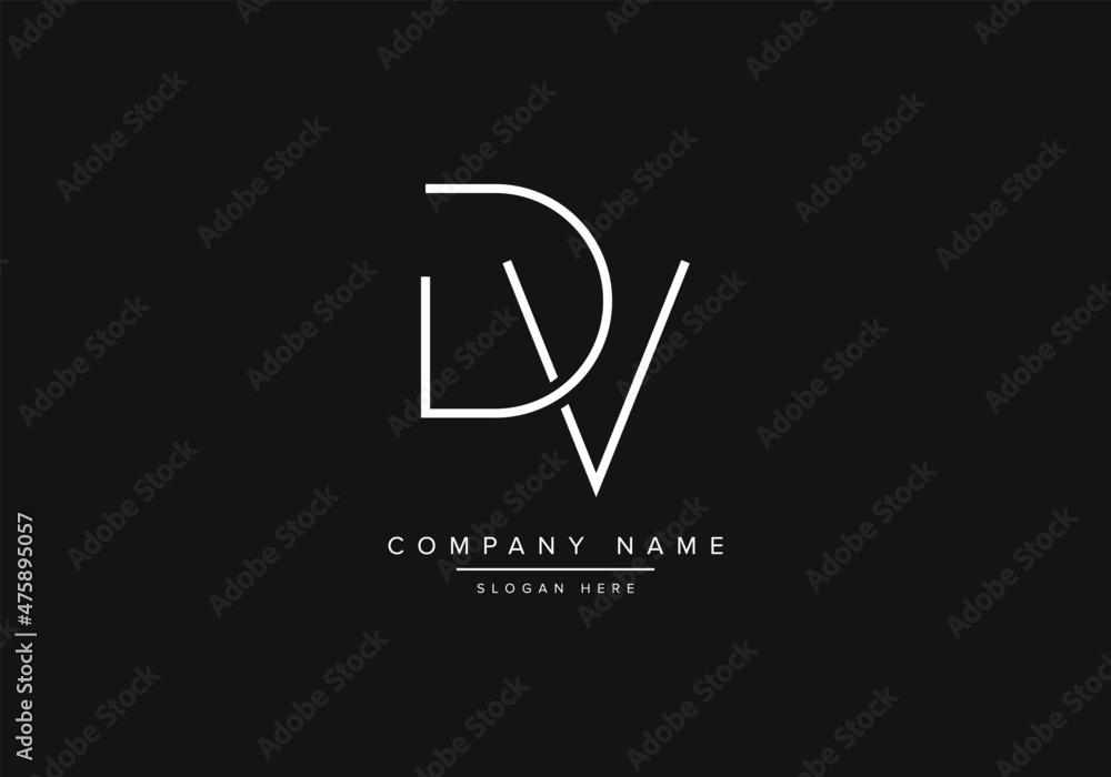 DV logo design. Creative minimal line art monogram icon logo DV VD ...