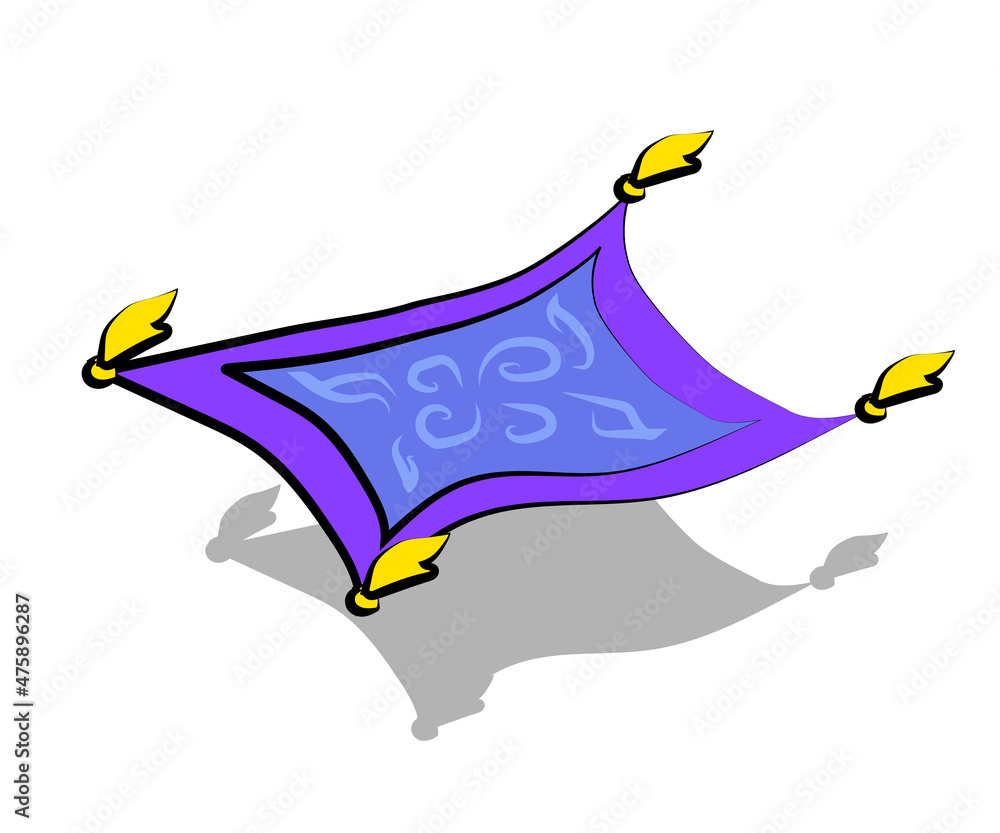 Magic flying carpet. Cartoon. Vector illustration. Stock Vector | Adobe ...