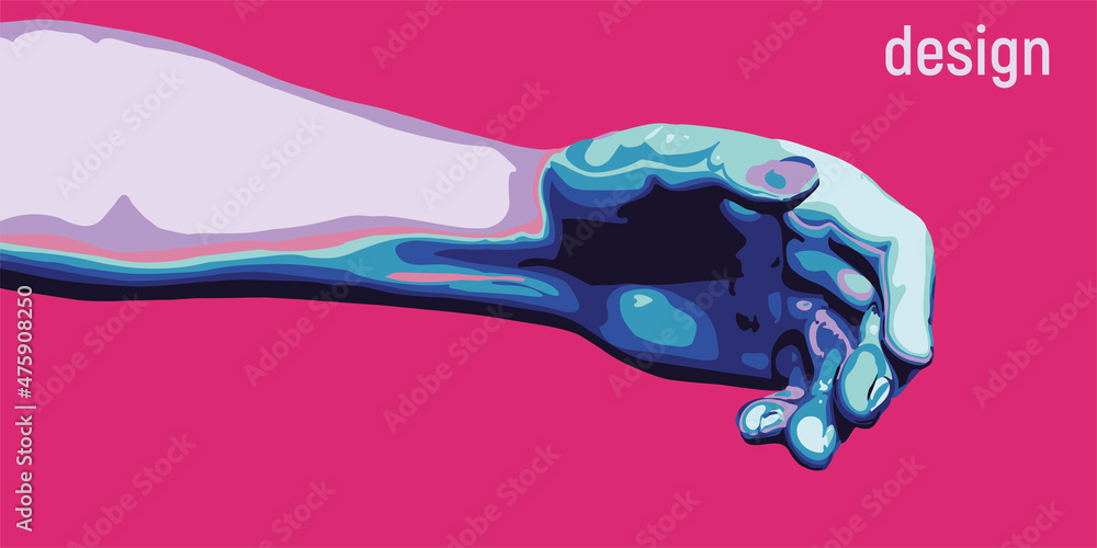 Abstract digital human hand. Colorful art. Minimalistic design for ...