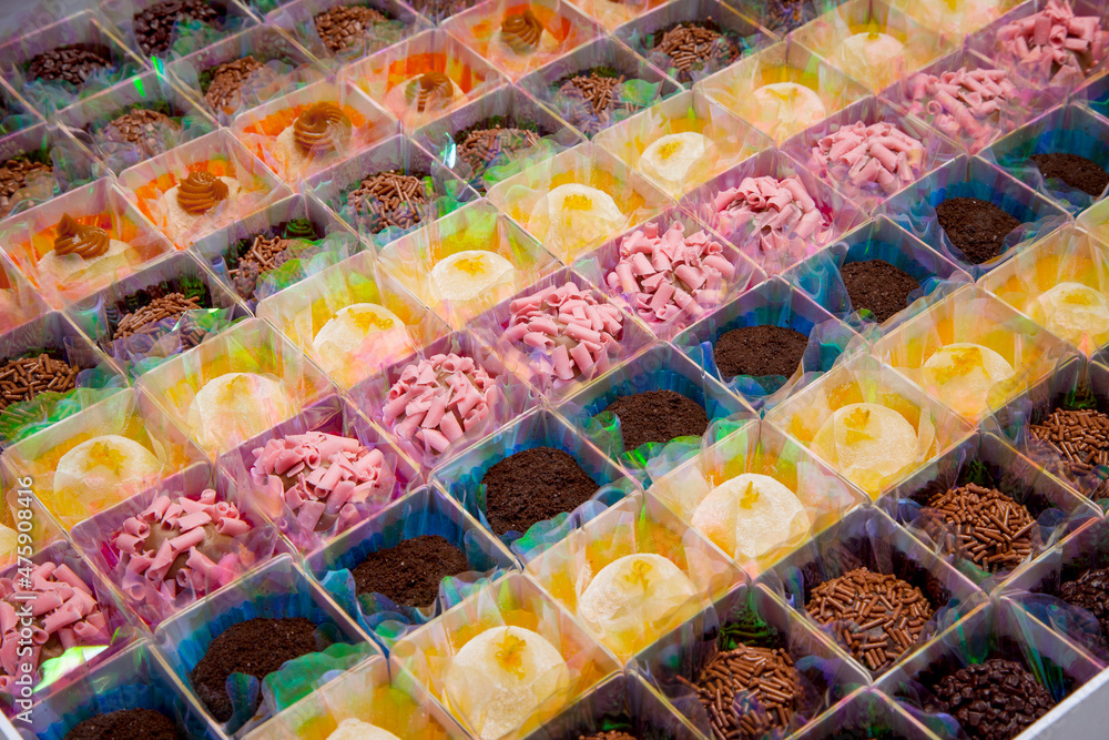 Brigadeiro. Typical Brazilian sweet. Many types of brigadiers together ...