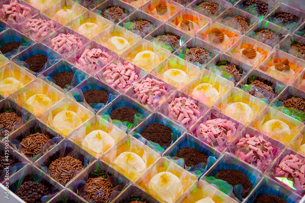 Brigadeiro. Typical Brazilian sweet. Many types of brigadiers together ...