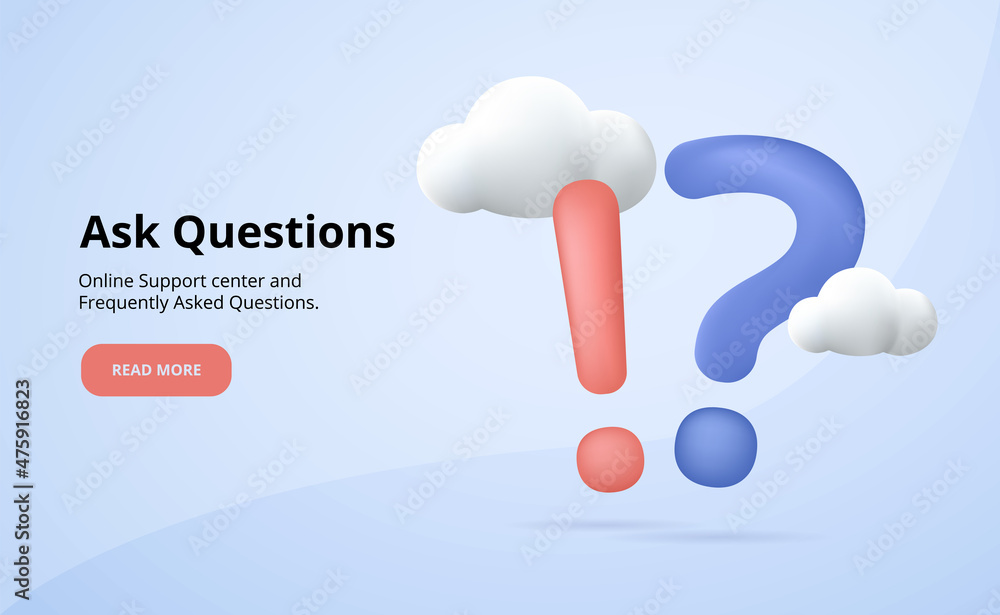 Exclamations and Question Marks. FAQ concept. Online Support center ...