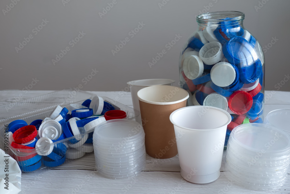 Waste sorting at home. Plastic waste for recycling. Zero waste and eco ...