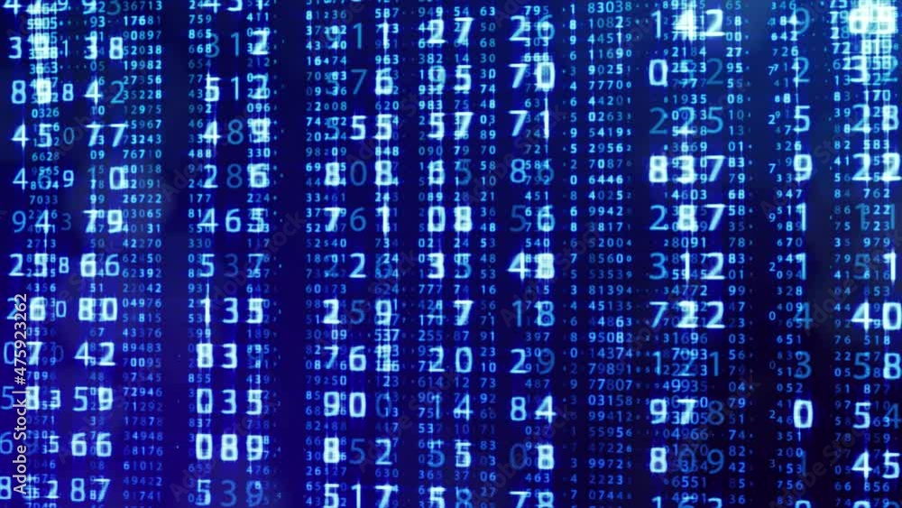 3d loop background, concept of digital data processing, calculation and visualization of ...