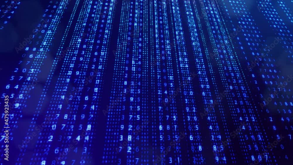 3d loop background, concept of digital data processing, calculation and visualization of ...