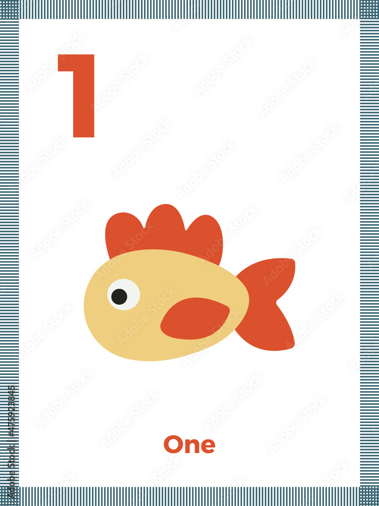 Number flashcard one for preschool learning. English math for kids ...