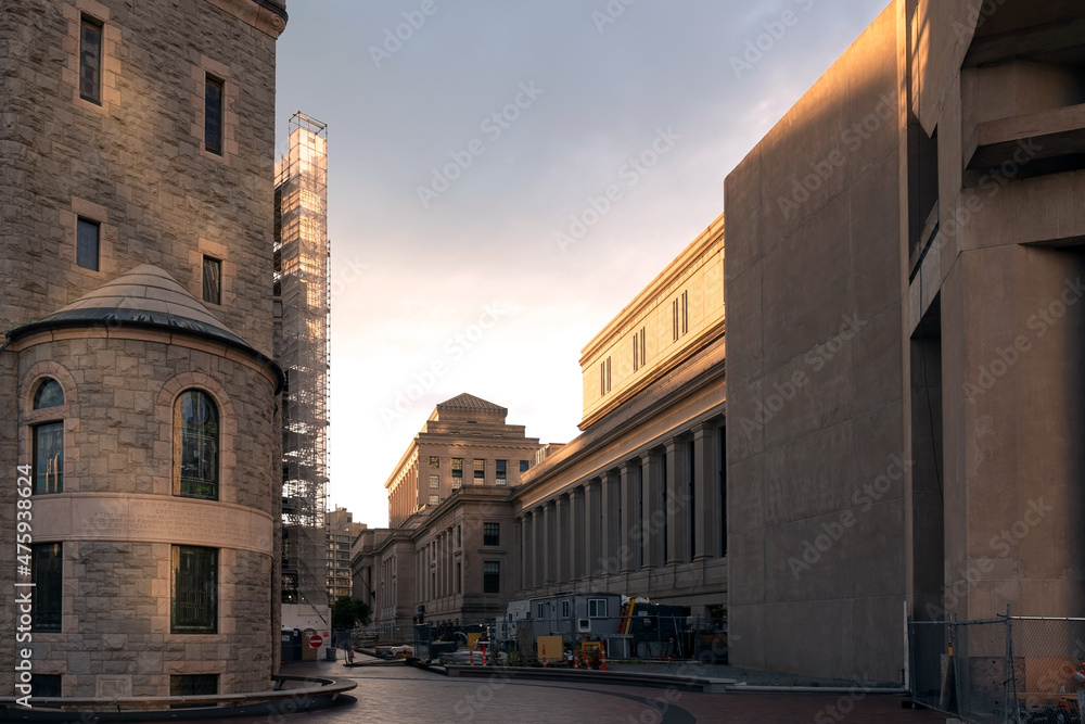 Modern city building architecture apartments. Low angle view of ...