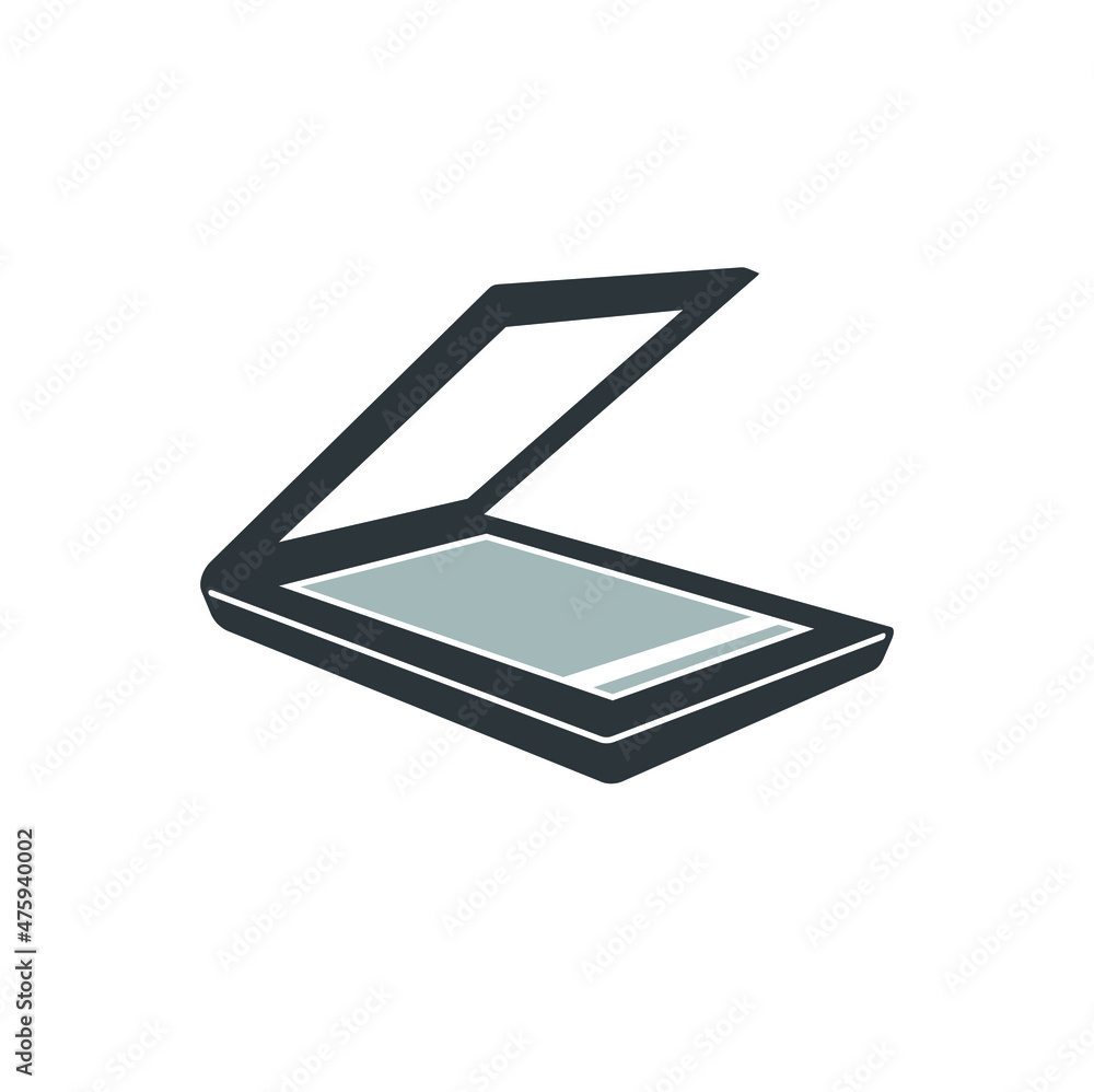 illustration of scanner, document multiplier equipment, vector art ...