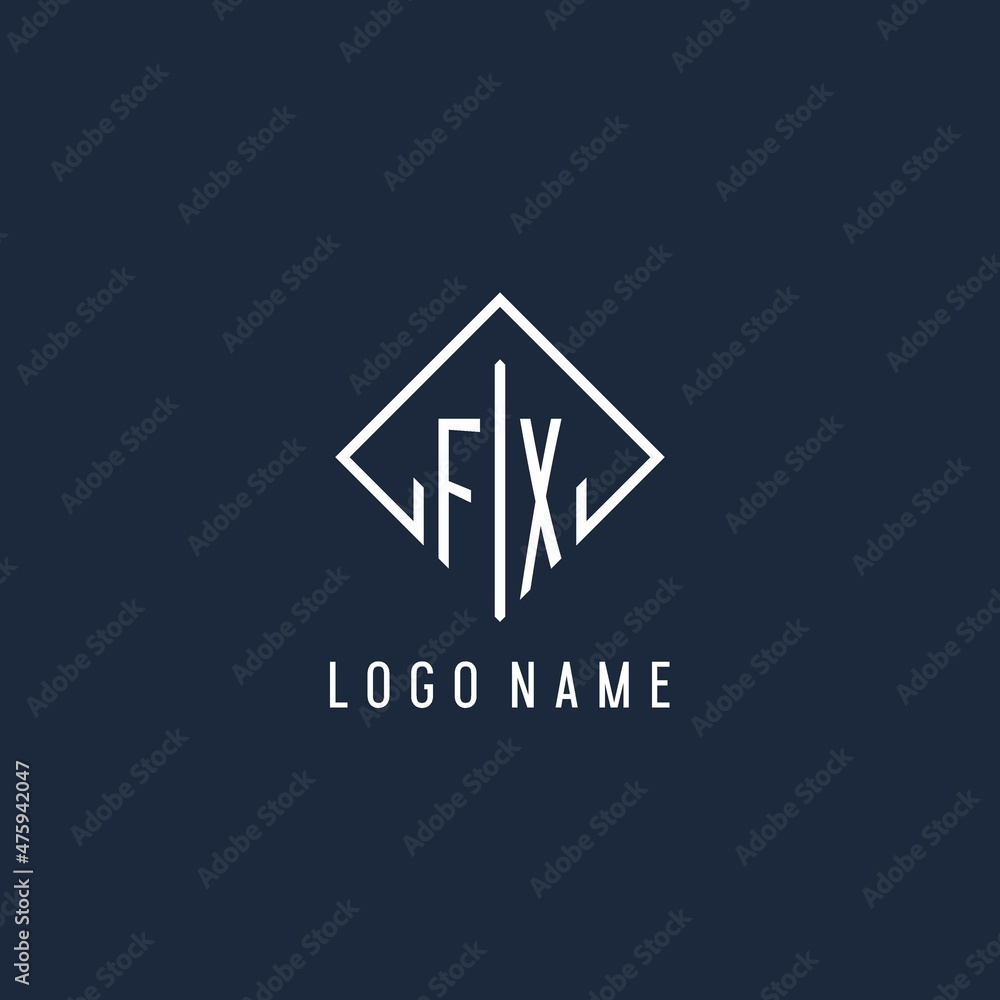 FX initial logo with luxury rectangle style design Stock Vector | Adobe ...