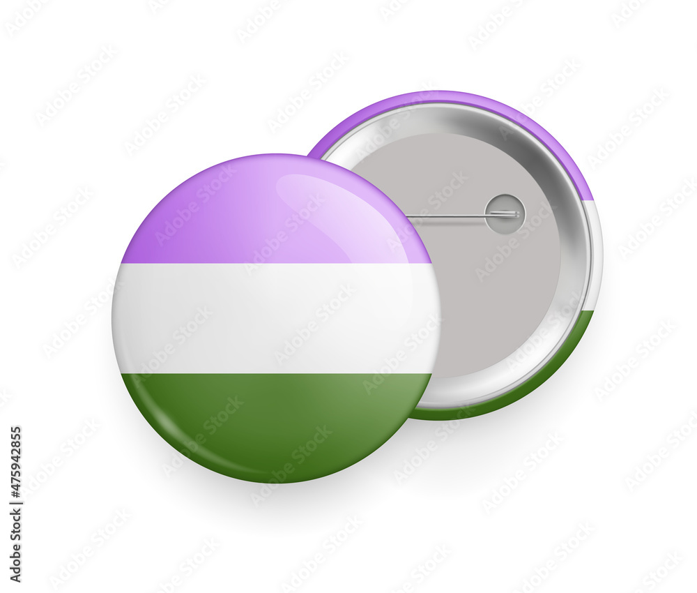 Genderqueer pride flag round glossy metallic 3d badge. Lgbtq flag ...