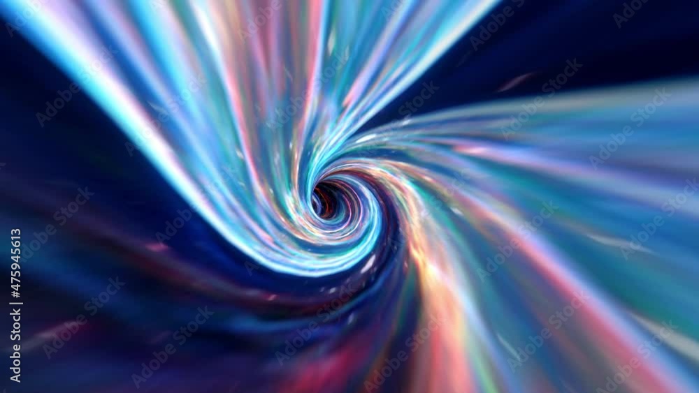 Abstract blue hyperspace warp tunnel through time and space animation ...