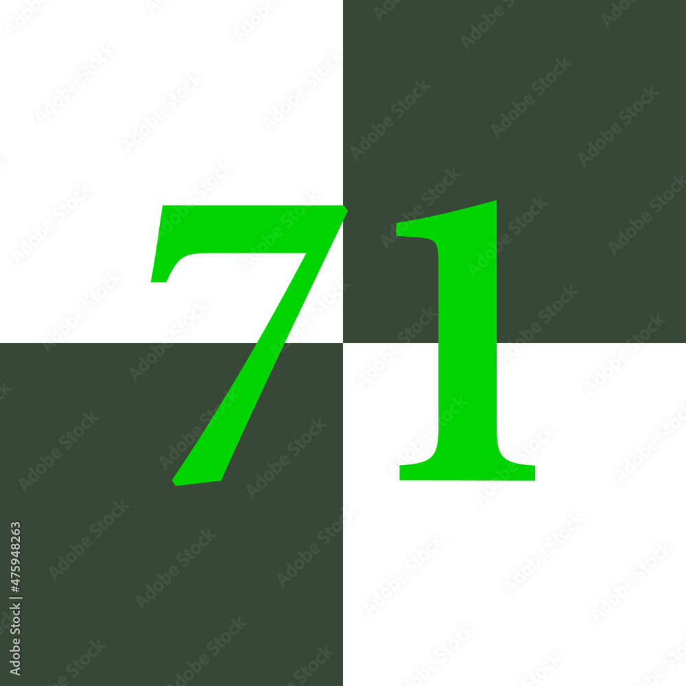 black and white number 71, chessboard design concept Stock Vector ...
