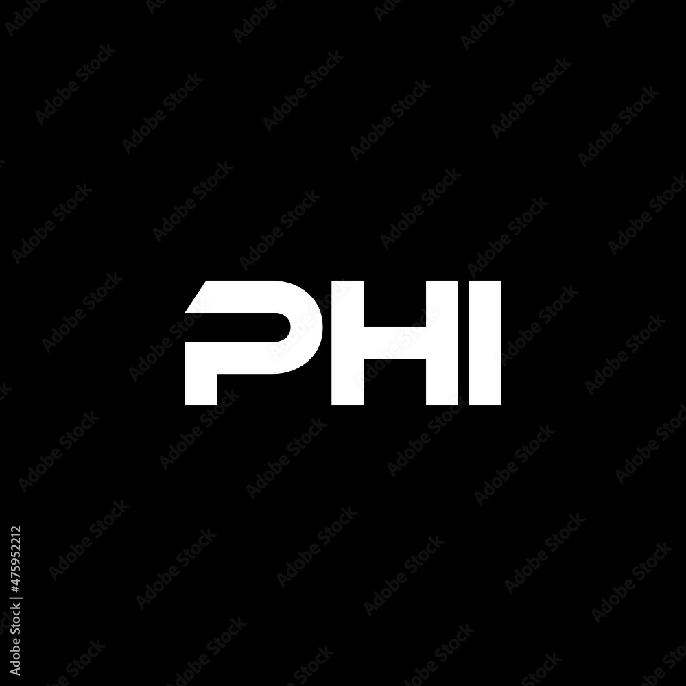PHI letter logo design with black background in illustrator, vector ...