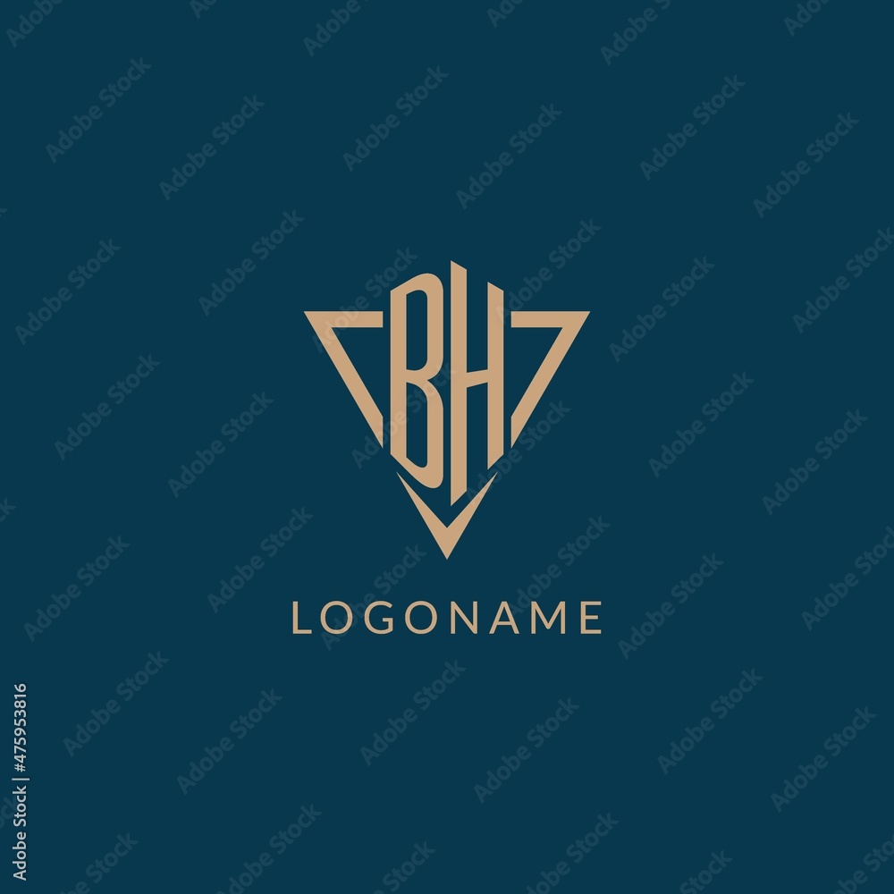 BH logo initials triangle shape style, creative logo design Stock ...