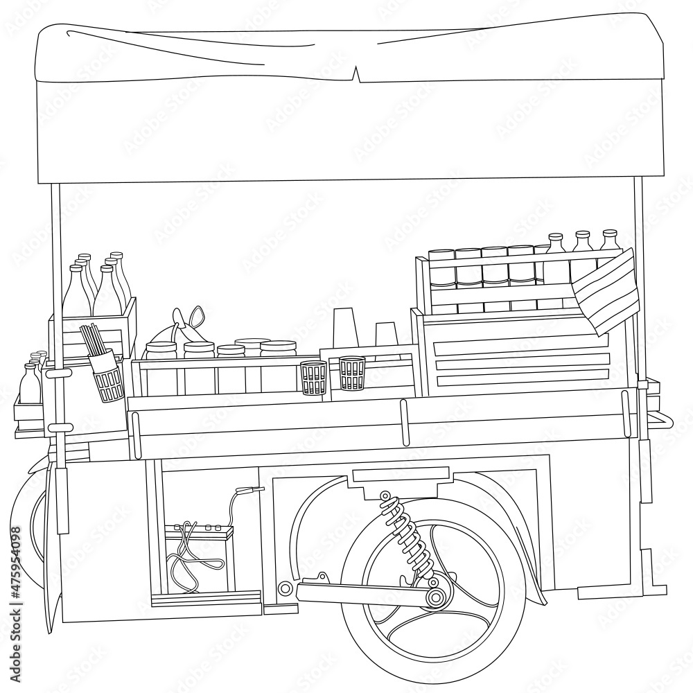 stall-portable-outline-illustration-cartoon Stock Vector | Adobe Stock