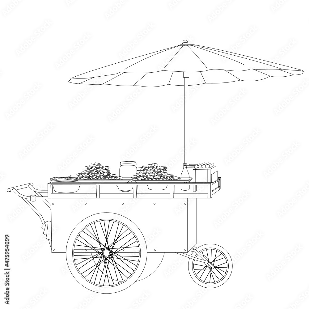 stall-portable-outline-illustration-cartoon Stock Vector | Adobe Stock