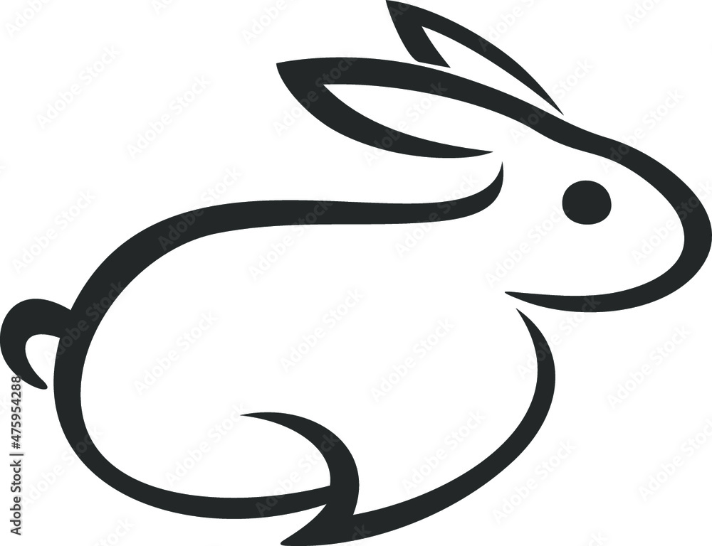 Rabbit run outline Stock Vector | Adobe Stock