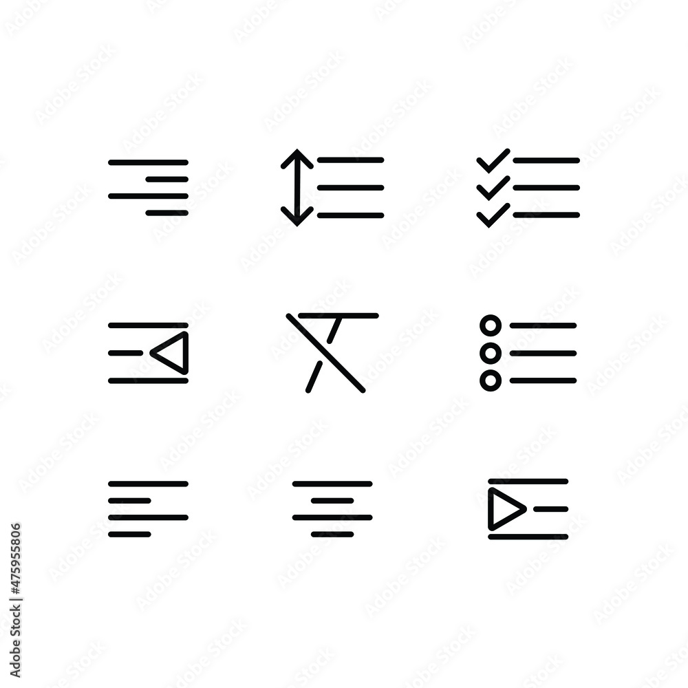 the editable stroke line of icon set related to text alignment in ...