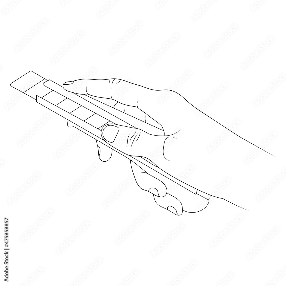 Utility knife in hand vector illustration. Stock Vector | Adobe Stock