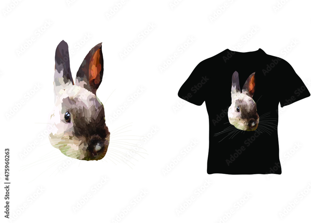 Hare head vector illustration, ready for printing on a T-shirt ...