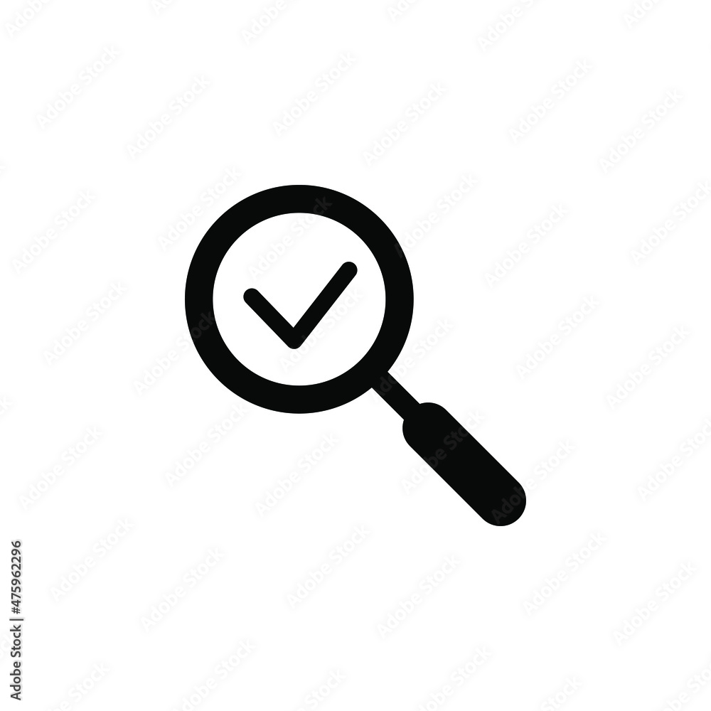 Magnifying glass and check mark icon vector graphic Stock Vector ...