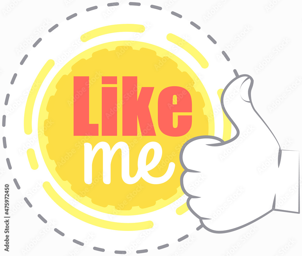 Like me vector poster with phrase, hand gesture showing Ok sign ...