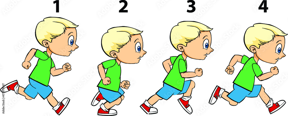 Running Kid Boy Child Cycle Vector Graphics for Cartoon Animation Stock ...