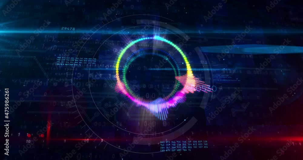 Audio spectrum voice neon sign concept, radio sound wave and disco ...