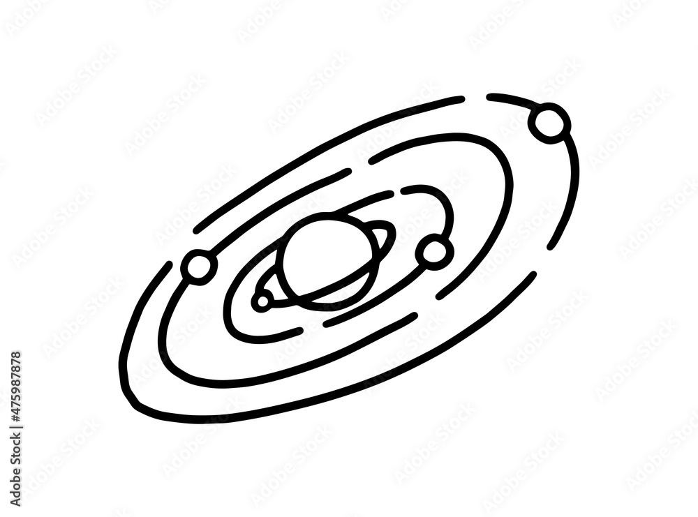 Solar system in outline doodle style, vector illustration isolated on ...