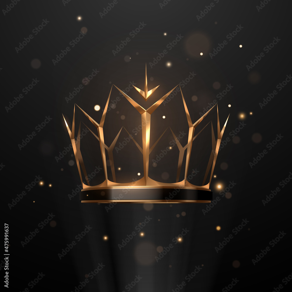 Golden Crown On Black Background With Light Effect Stock Vector Adobe