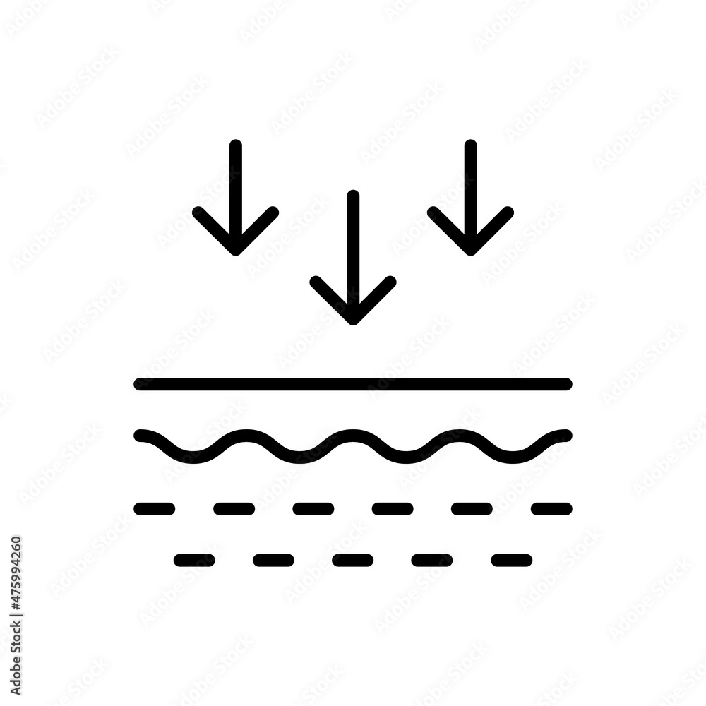 Skin Absorption Line Icon. Penetration of UV Ray to Skin Linear ...