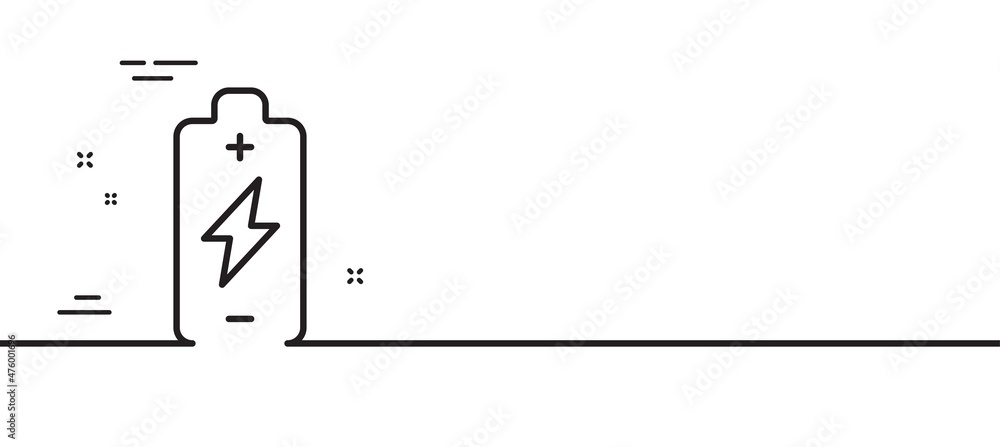 Battery charging line icon. Electricity energy type sign. Lightning ...