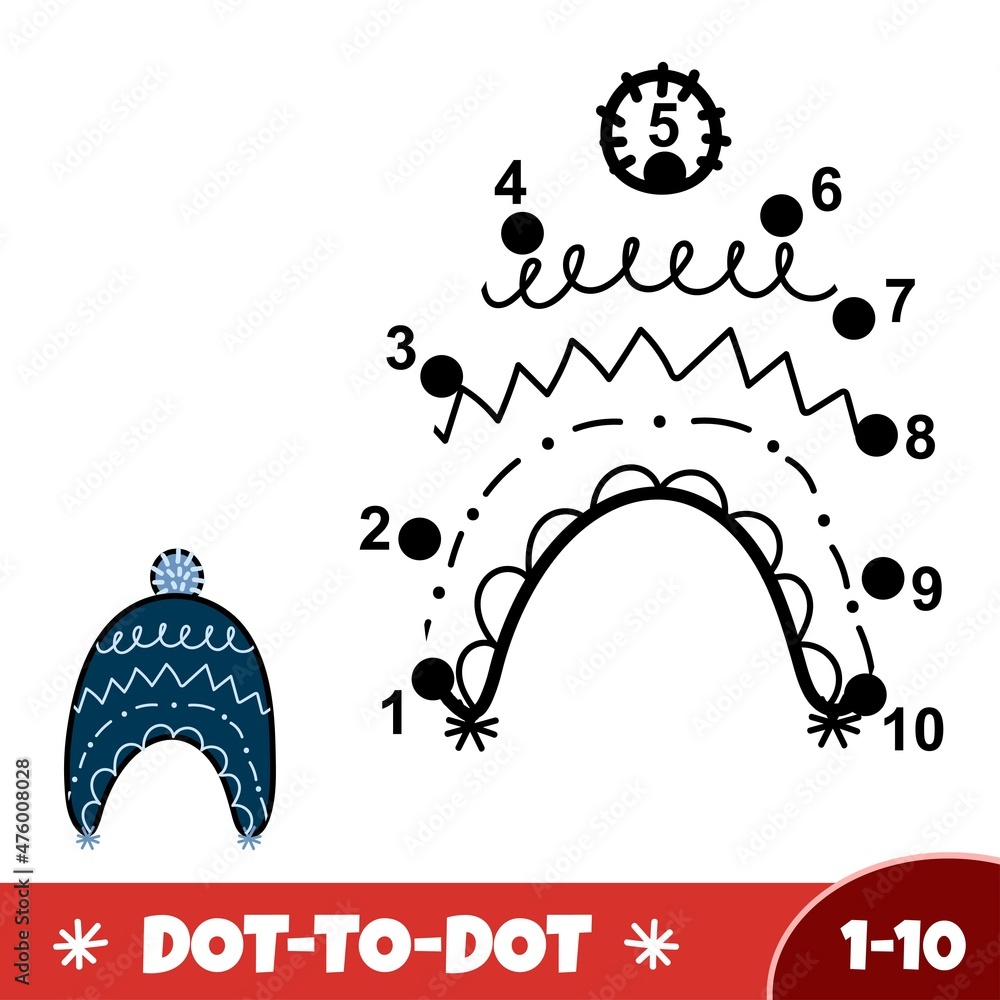 Winter dot to dot game for kids. Connect dots with 1-10 numbers ...