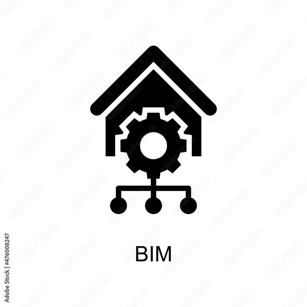 BIM vector Solid Icon Design illustration. Digitalization and Industry ...