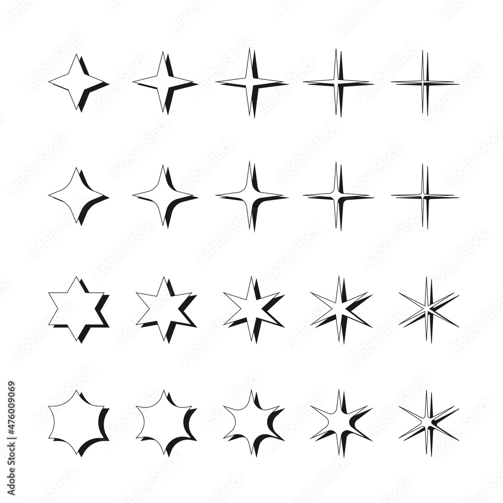 vector retro futuristic design elements star. Retro graphics set , 80s ...