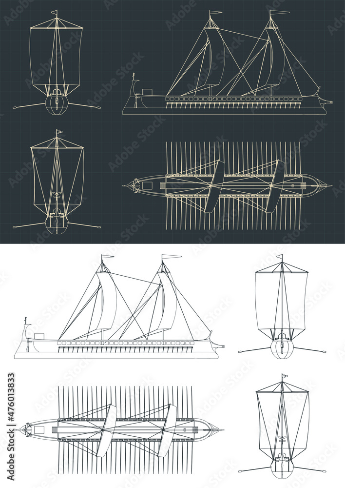 Roman warship blueprints Stock Vector | Adobe Stock