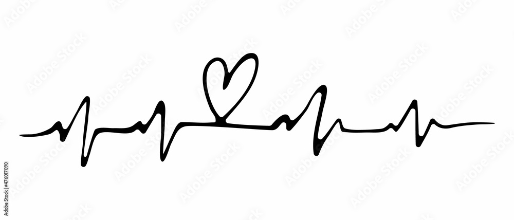 Contour heart line art. Simple vector drawn heart. Stock Vector | Adobe ...