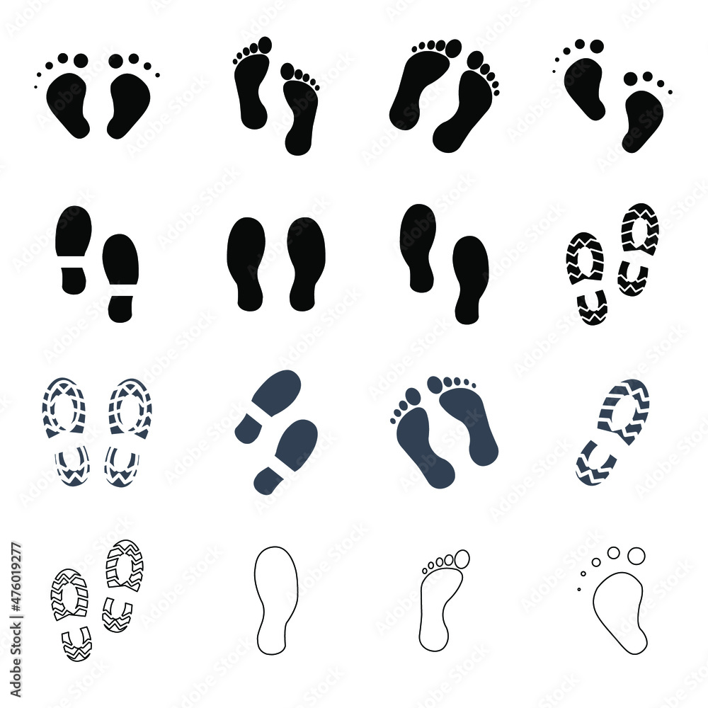 footprint icons set.footprint pack symbol vector elements for ...