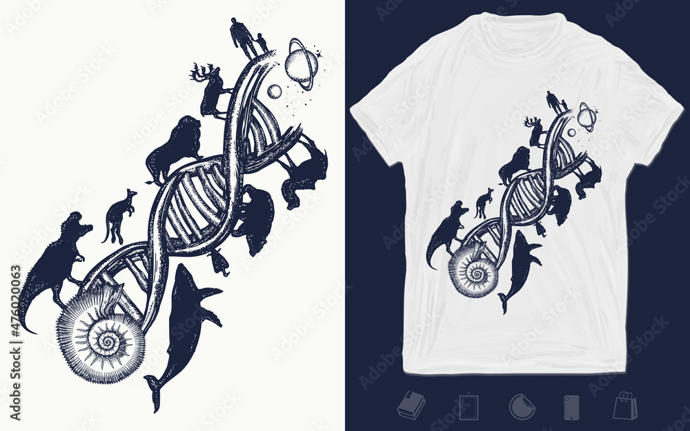 Evolution scale from unicellular organism to mammals. Symbol of science ...