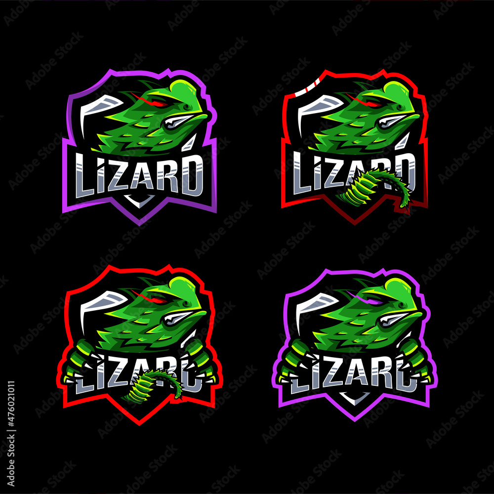 Lizard logo mascot collection template design Stock Vector | Adobe Stock