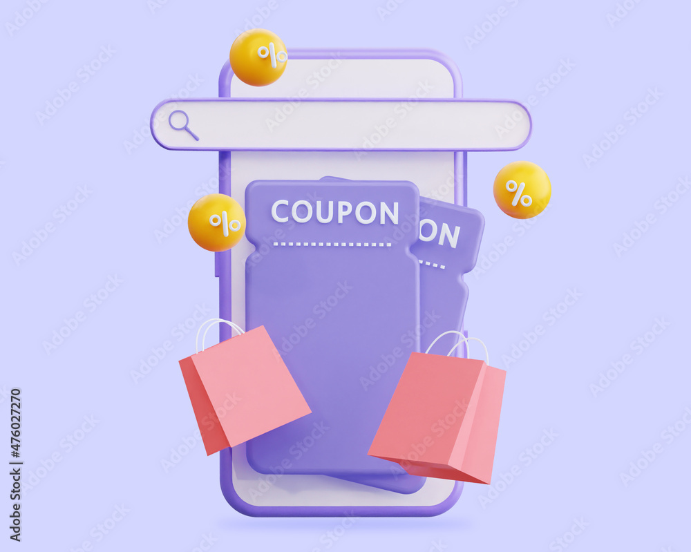 3D gift voucher on mobile phone. Search in the browser for profitable ...
