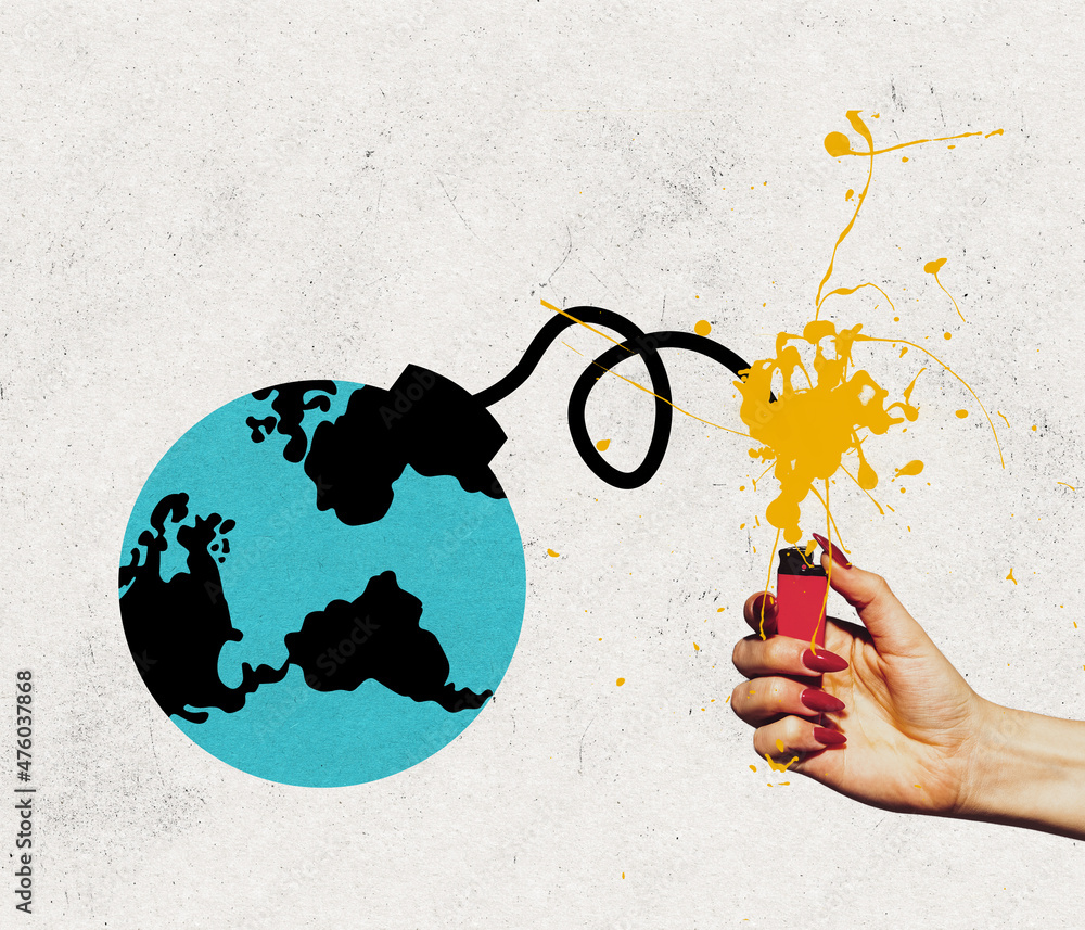 Contemporary art collage. Idea, inspiration, environment, care, global ...