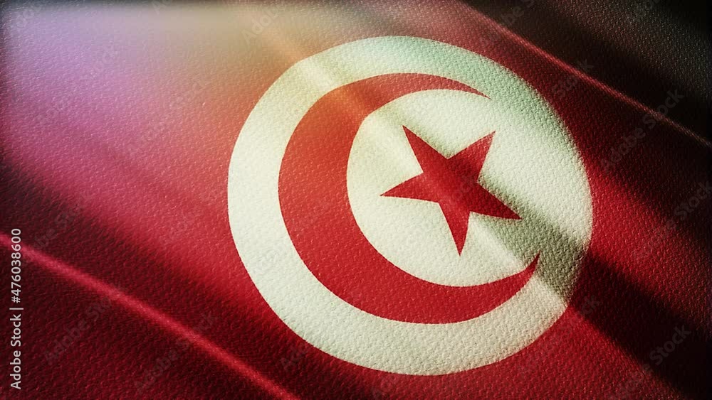Tunisia flag is waving 3D animation. Tunisia flag waving in the wind ...