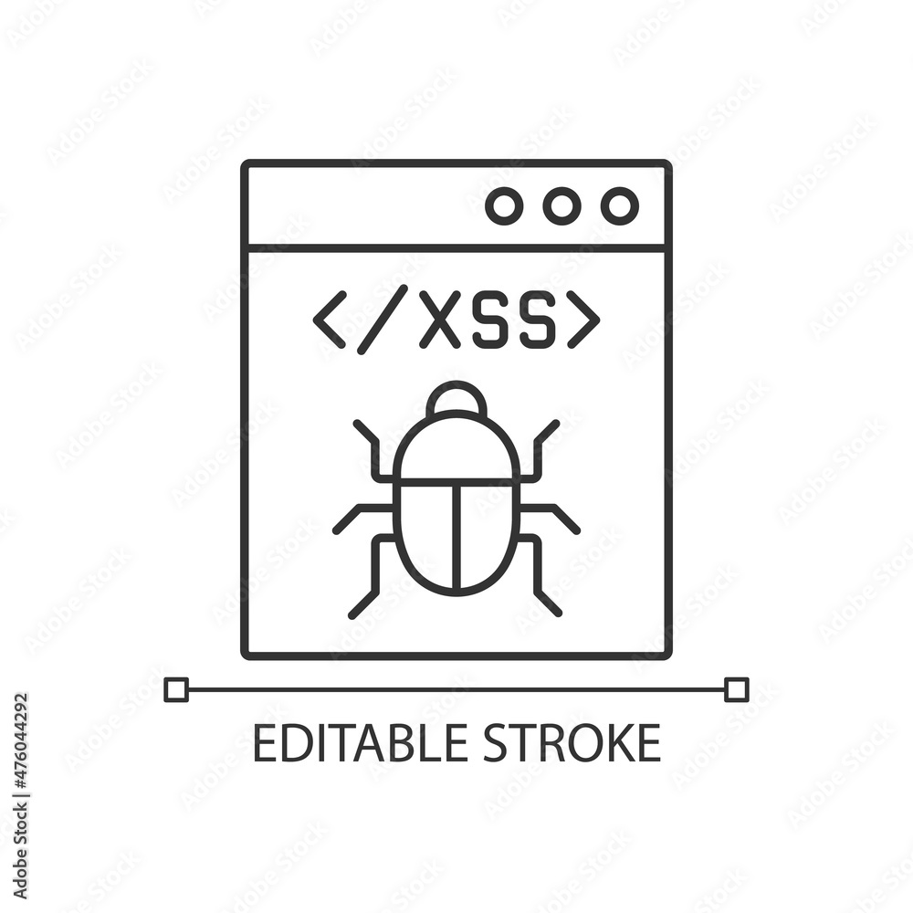 XSS attack linear icon. Cross site scripting. Software attack. Client ...