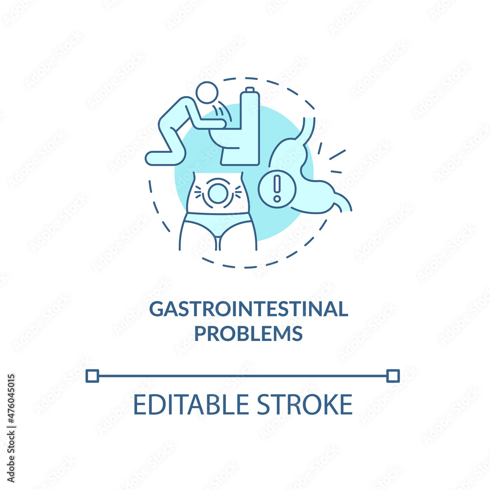 Gastrointestinal problems turquoise concept icon. Stomach disease ...