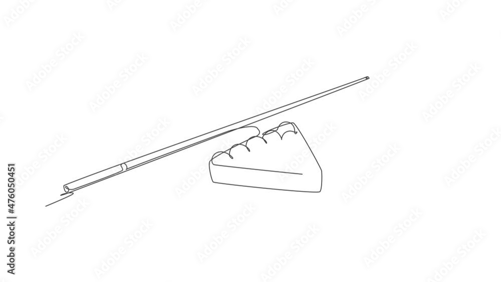 Animation of one line drawing of triangle pyramid balls stack for pool ...